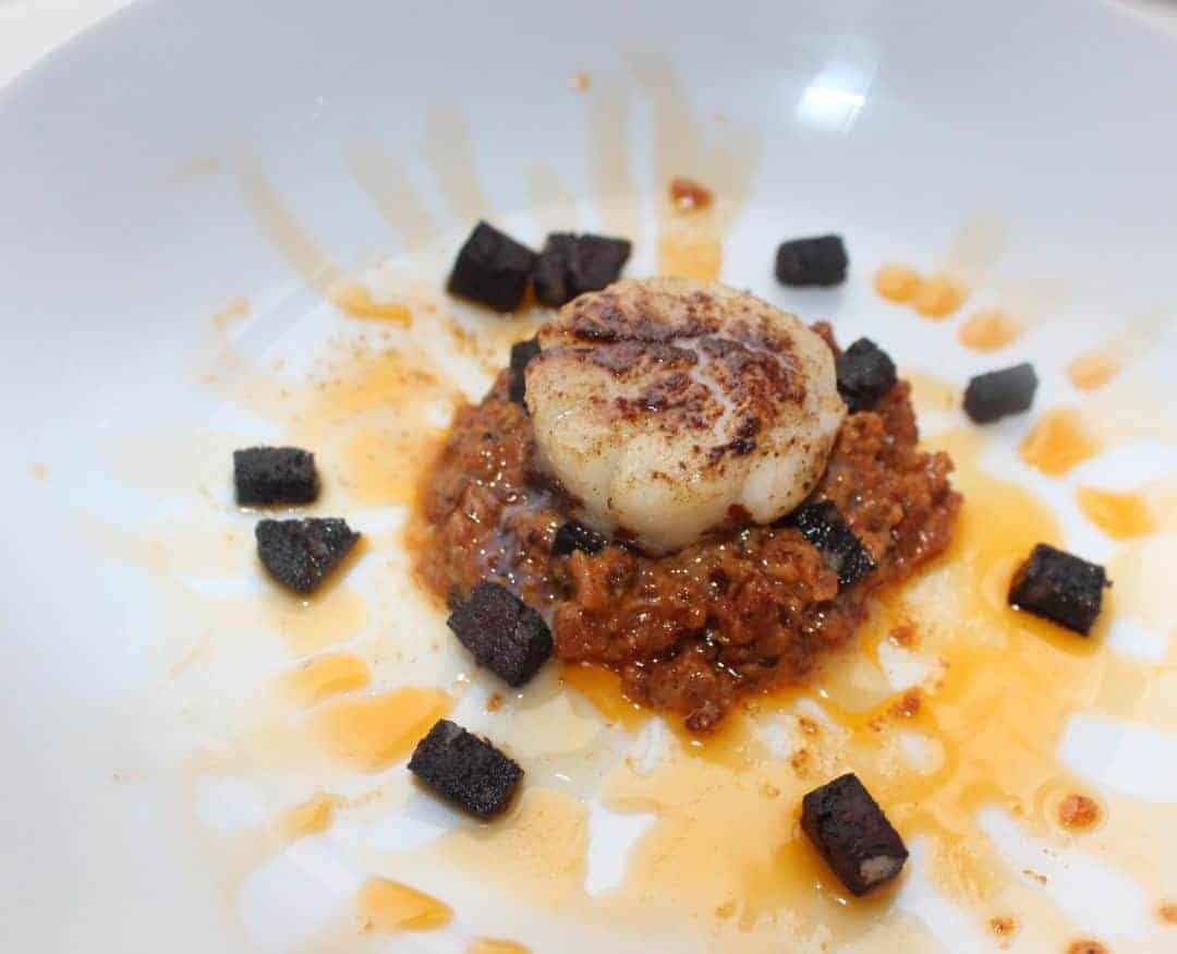 Scallops with Bacon Puree and Black Pudding - Slow The Cook Down
