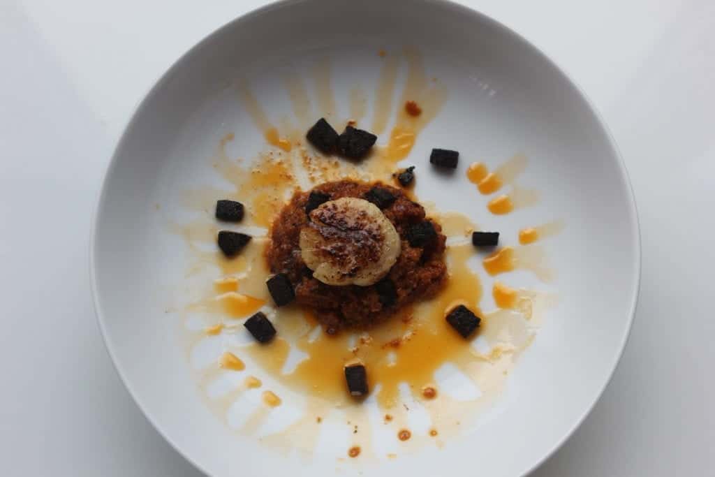 Scallops with Bacon Puree and Black Pudding - Slow The Cook Down