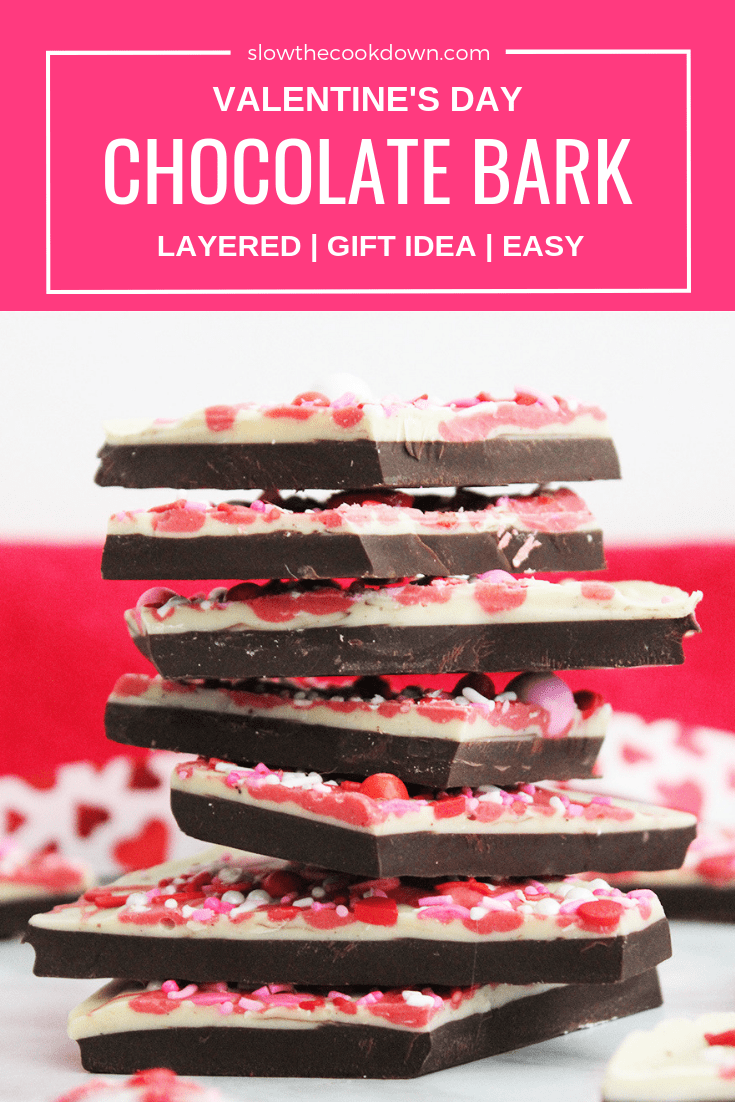 Easy Layered Valentine's Day Chocolate Bark - Slow The Cook Down