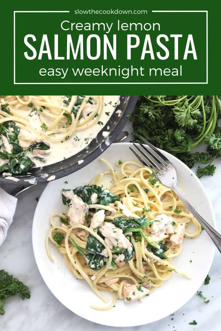 Creamy Lemon Salmon Pasta - Slow The Cook Down