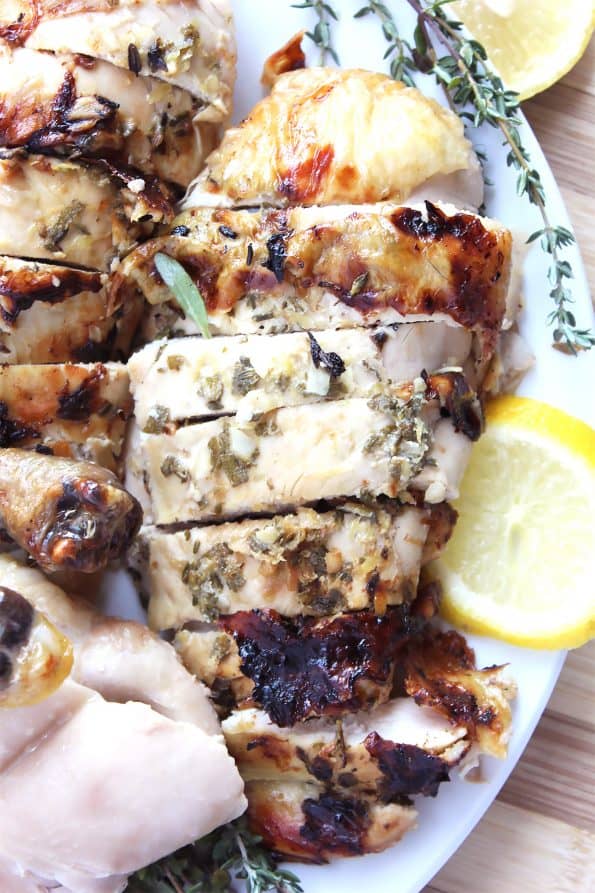 Slow Roasted Chicken with Lemon, Herbs and Garlic - Slow The Cook Down