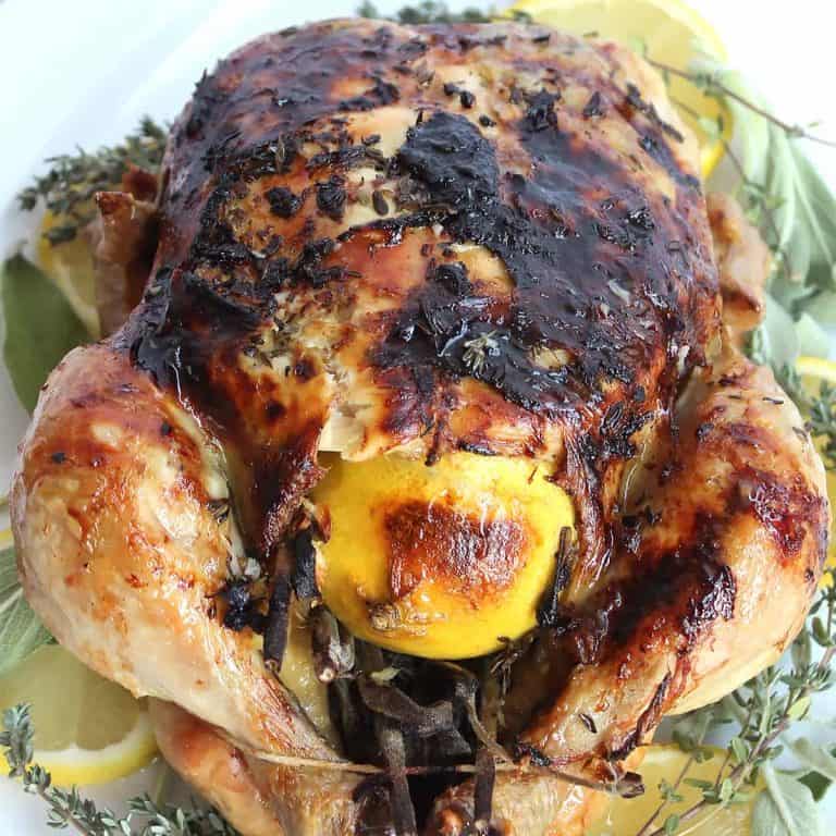 Slow Roasted Chicken with Lemon, Herbs and Garlic - Slow The Cook Down