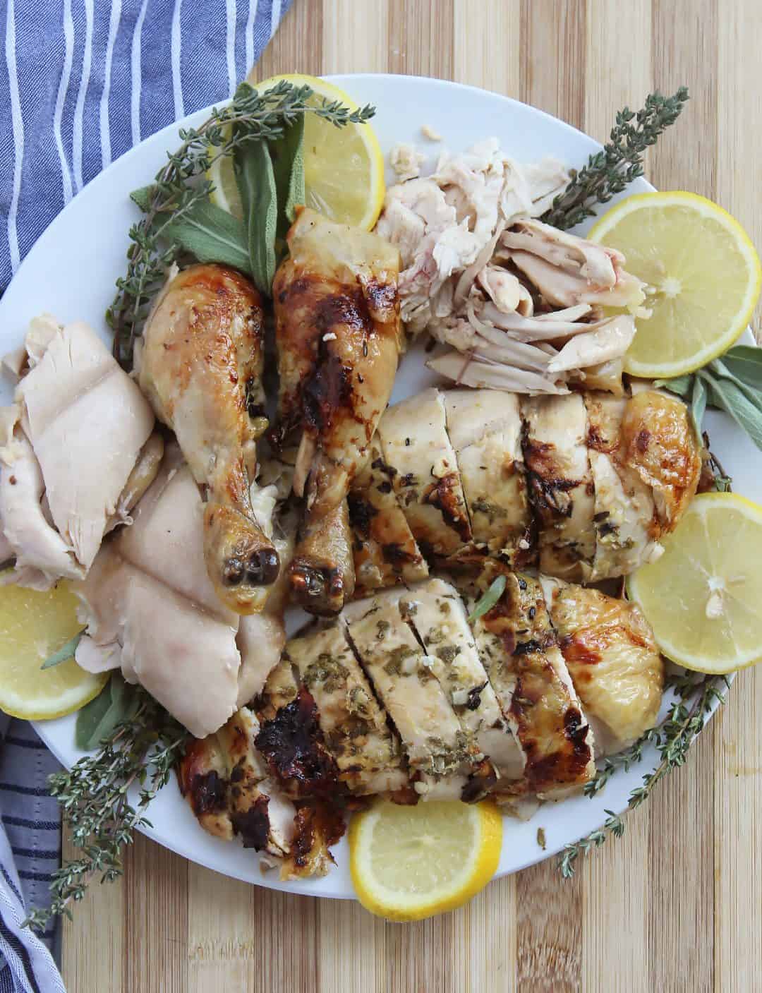 Slow Roasted Chicken with Lemon, Herbs and Garlic - Slow The Cook Down