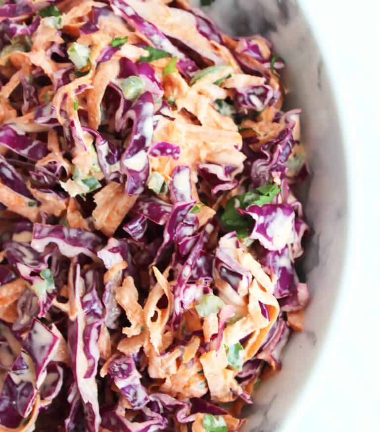 Creamy Red Cabbage and Carrot Slaw - Slow The Cook Down