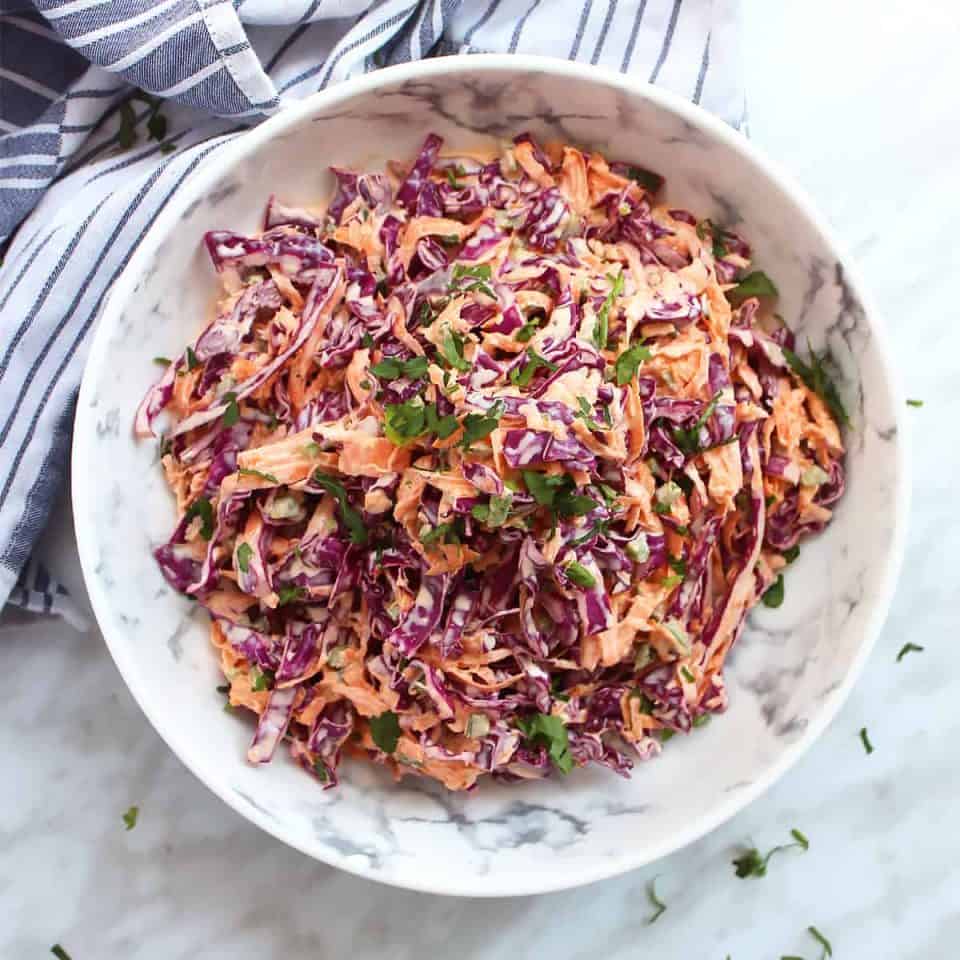Creamy Red Cabbage and Carrot Slaw - Slow The Cook Down