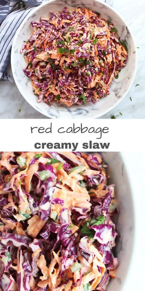 Creamy Red Cabbage and Carrot Slaw - Slow The Cook Down