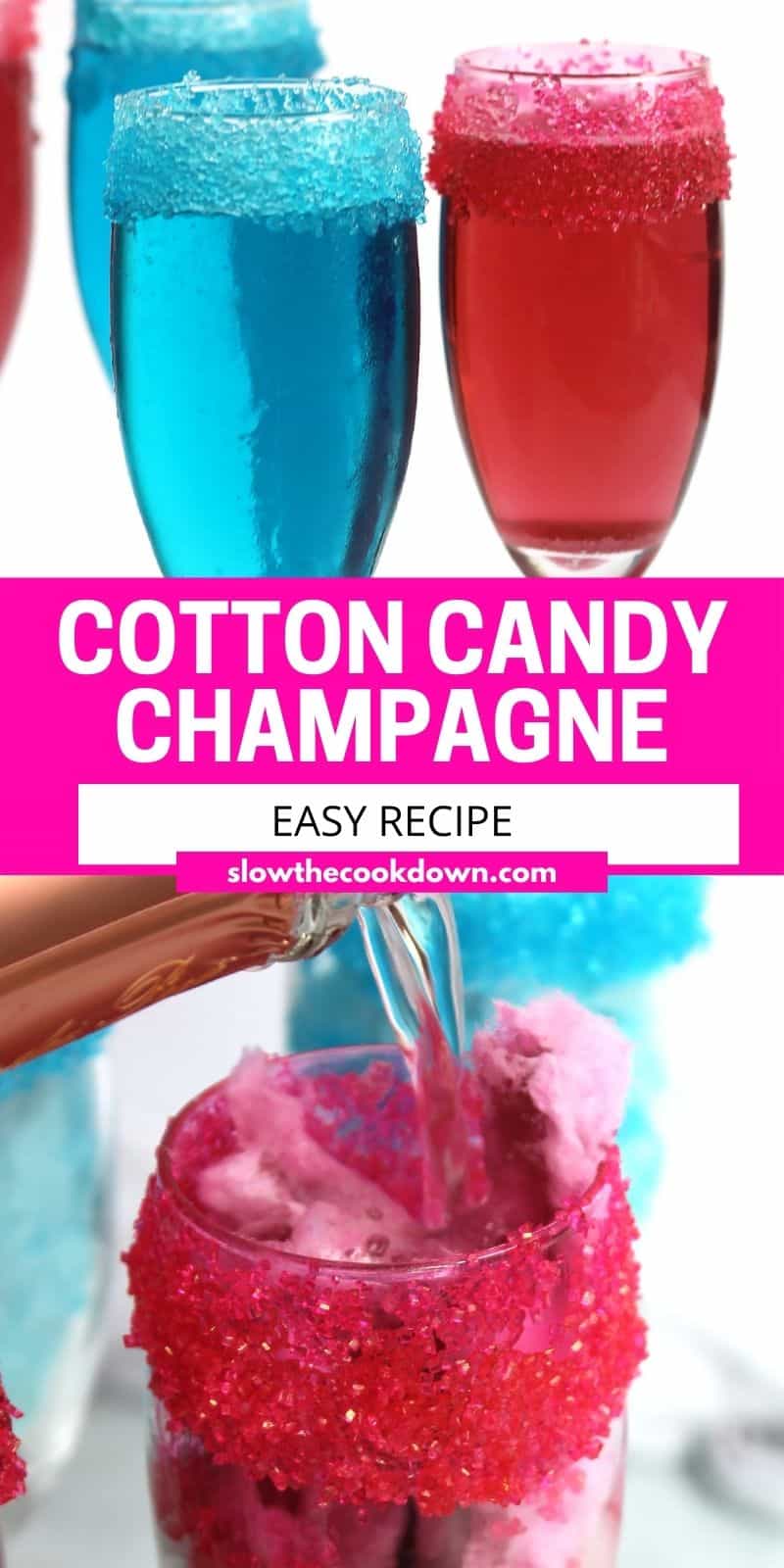Cotton Candy Mimosa (Champagne Cocktails) - Slow The Cook Down