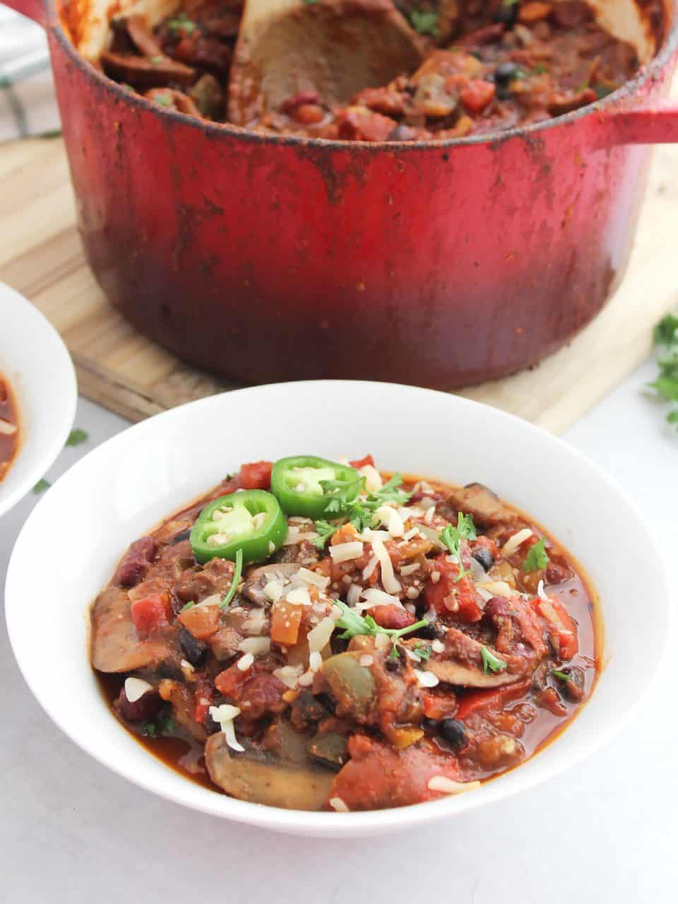 Vegan Mushroom Chili - Slow The Cook Down