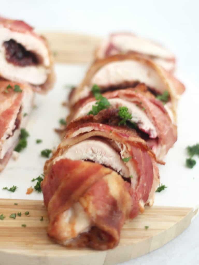 Bacon Wrapped Cranberry Brie Stuffed Chicken Breasts - Slow The Cook Down