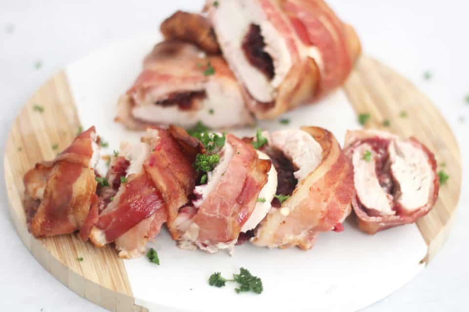Bacon Wrapped Cranberry Brie Stuffed Chicken Breasts - Slow The Cook Down