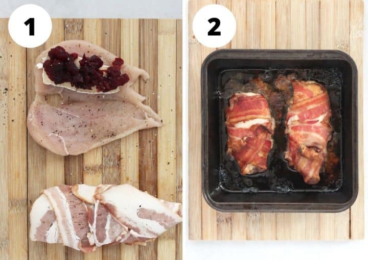 Bacon Wrapped Cranberry Brie Stuffed Chicken Breasts - Slow The Cook Down