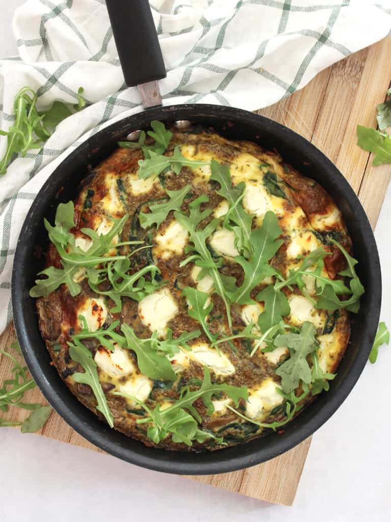 Spinach Mushroom Goats Cheese Frittata - Slow The Cook Down