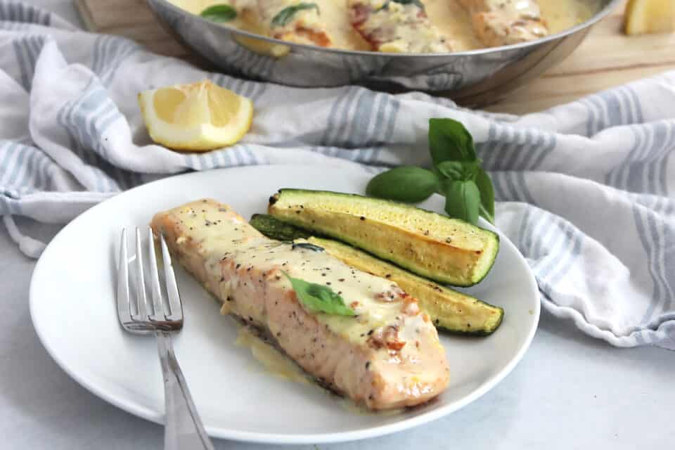 Salmon in Creamy Basil and Lemon Sauce - Slow The Cook Down