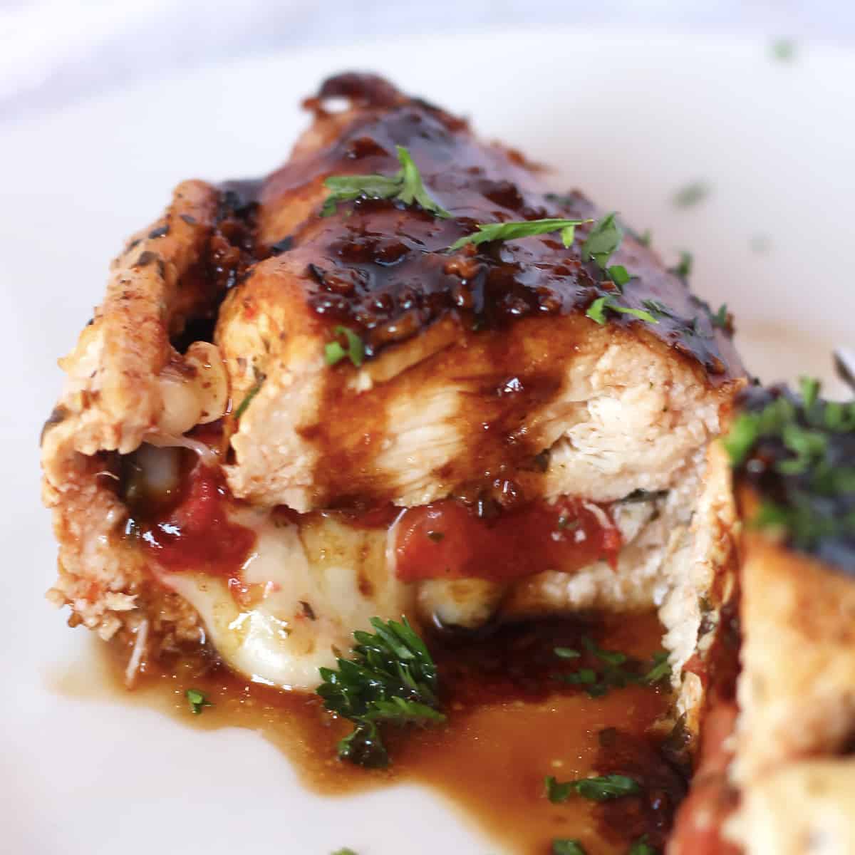 Baked Caprese Stuffed Chicken with Balsamic Reduction - Slow The Cook Down
