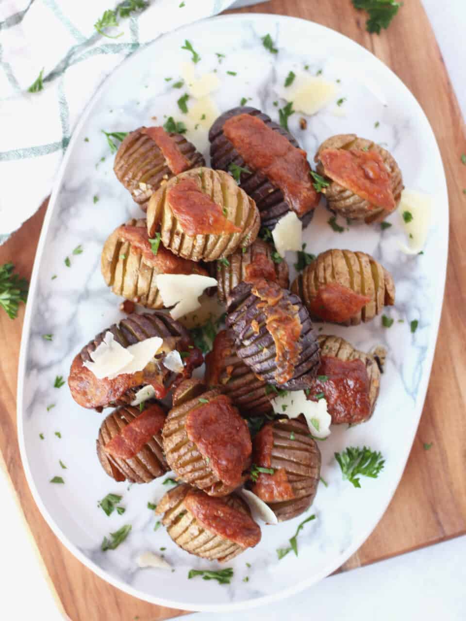 Easy Mini Hasselback Potatoes with Garlic and Parmesan - Slow The Cook Down