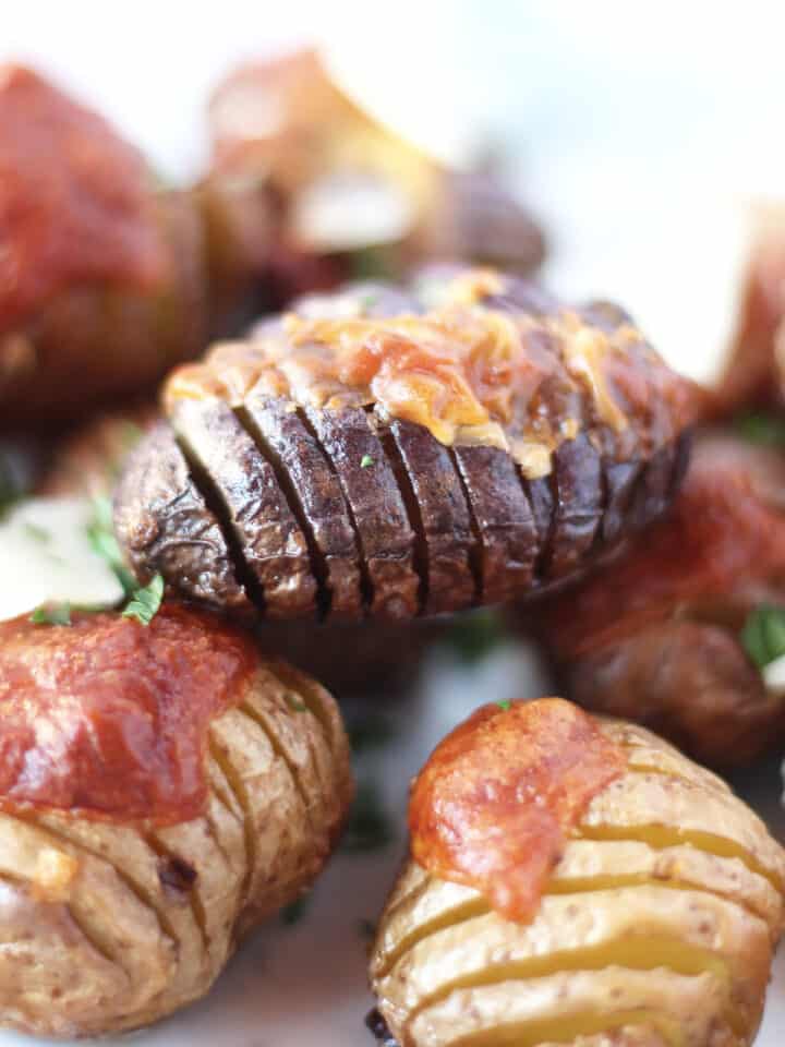 Easy Mini Hasselback Potatoes with Garlic and Parmesan - Slow The Cook Down