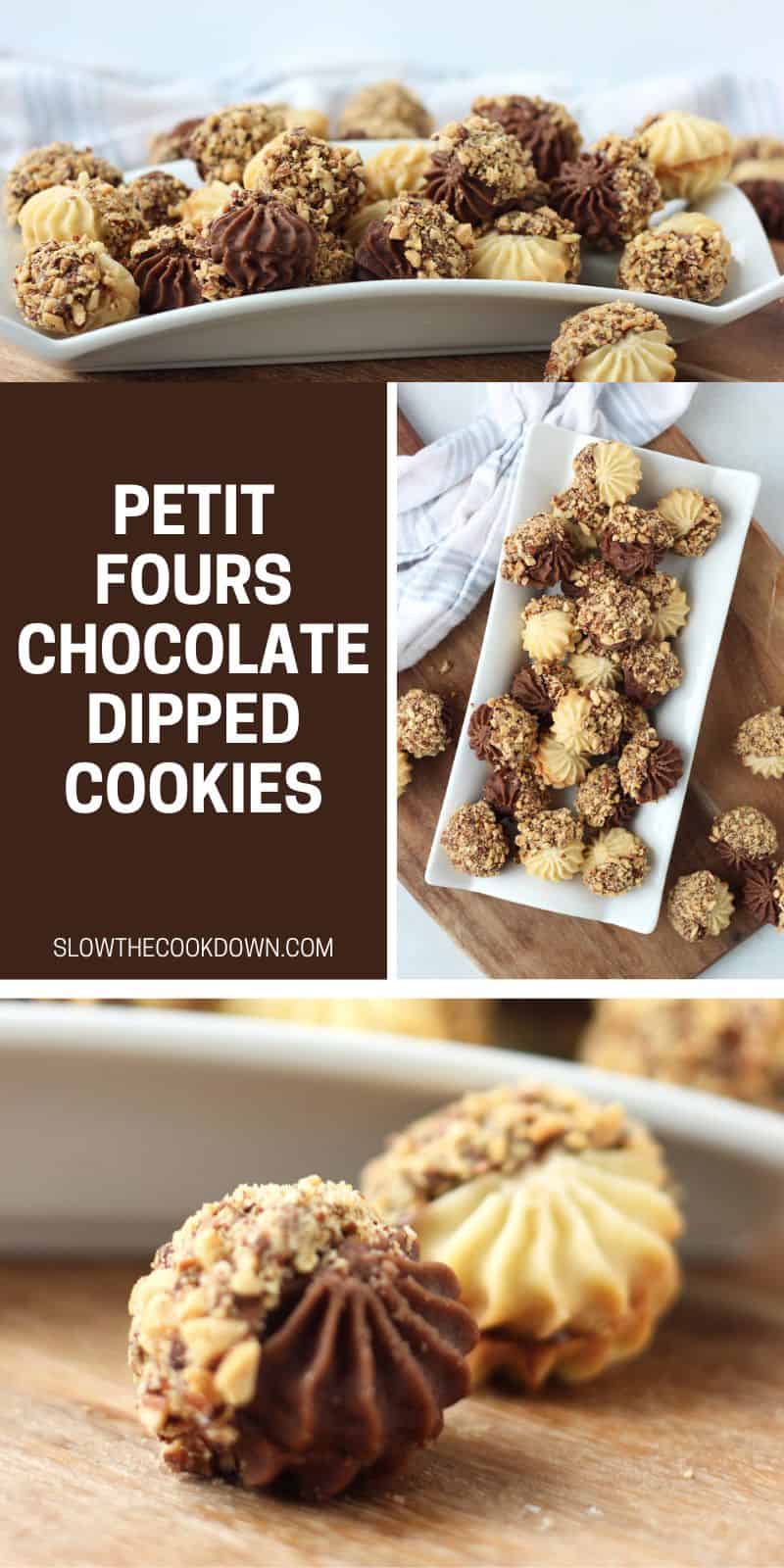 Chocolate Dipped Petit Fours Cookies - Slow The Cook Down